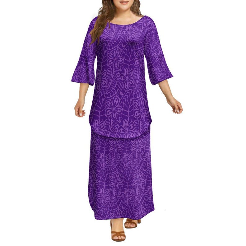 Polynesian Tribal Maxi Dress Women Top and Skirt 2 Piece Outfits Sets ...