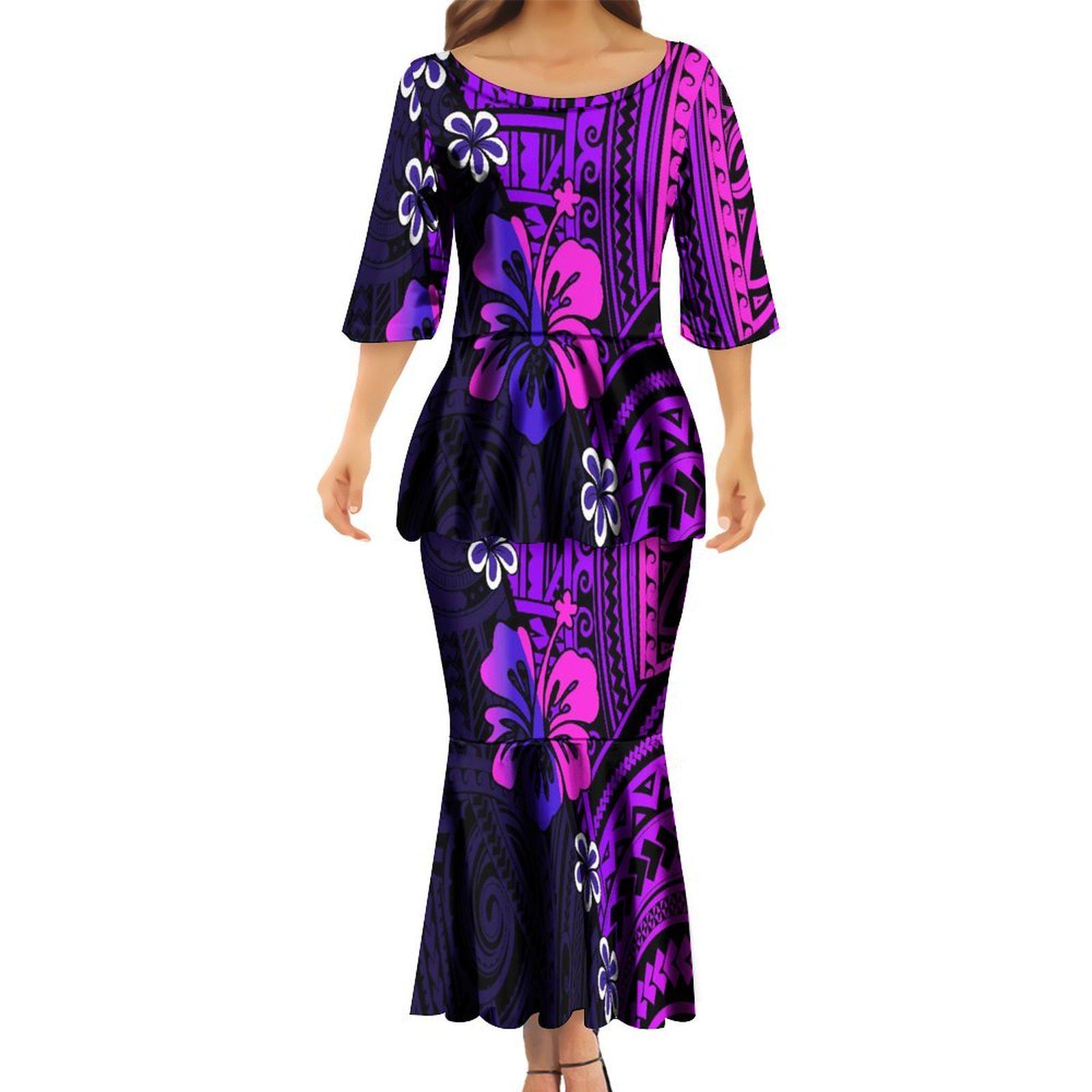 Polynesian Sublimation Print Tops and Skirt Mermaid Dress Elegant ...