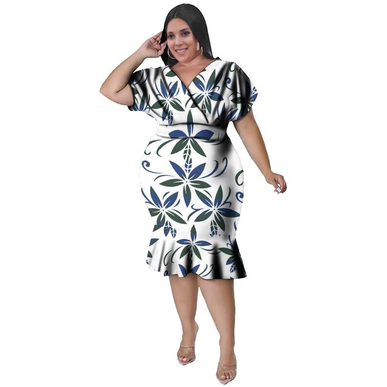 1 MOQ Custom Samoan Polynesian Tribal Retro Style Dress Ladies Plus ...