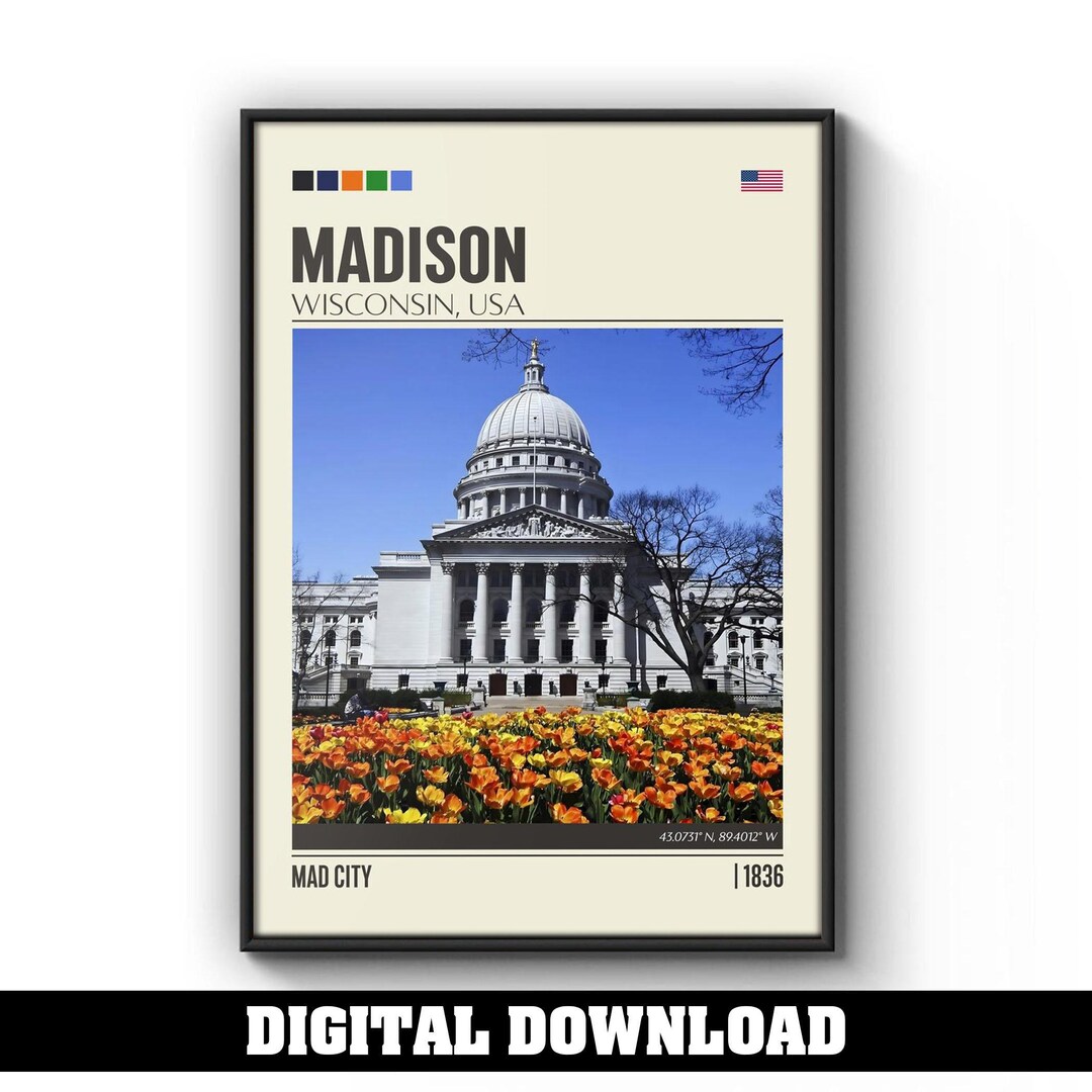 Madison Poster Travel Print Digital File | Madison Wisconsin Art ...