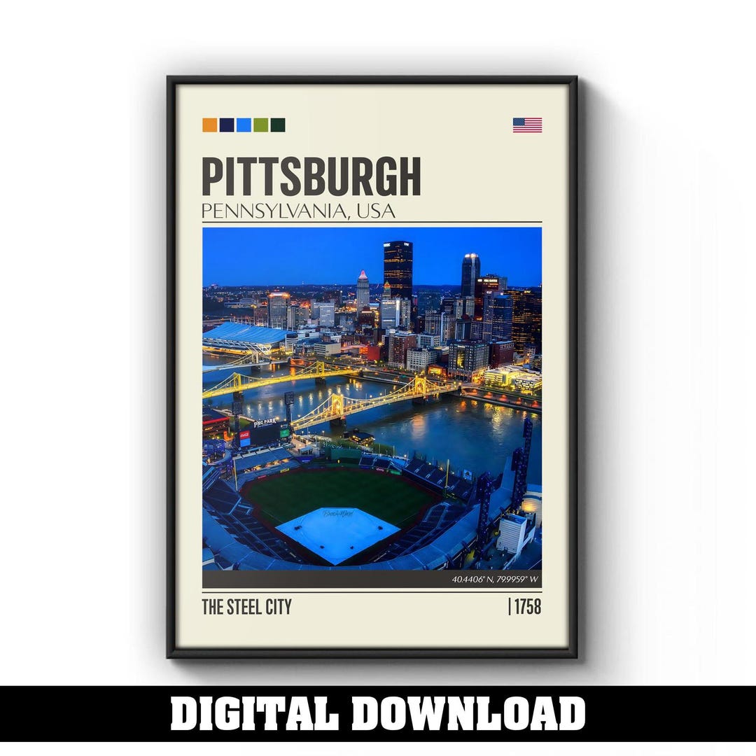 Pittsburgh Poster Travel Print Digital File | Pittsburgh Pennsylvania ...
