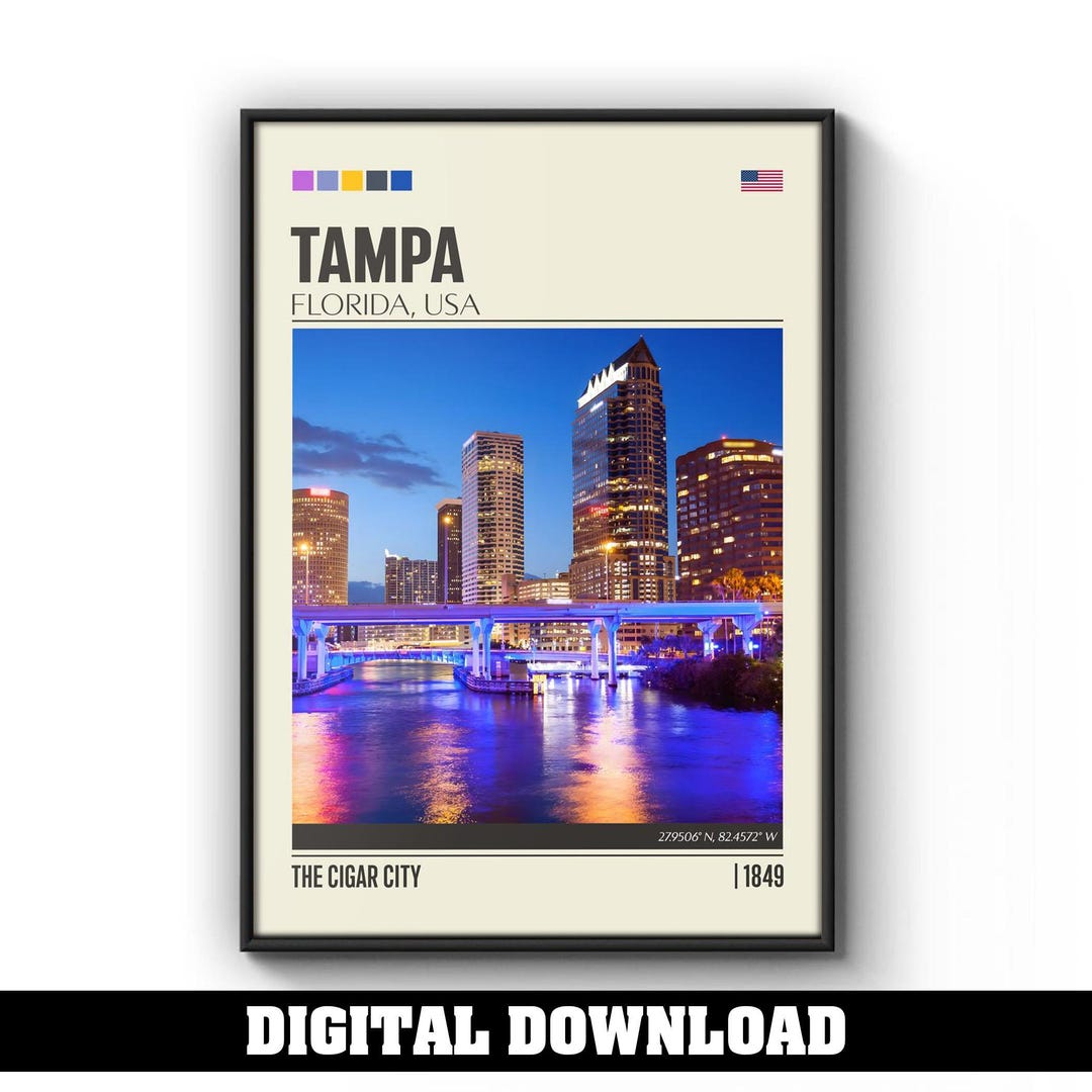 Tampa Poster Travel Print Digital File | Tampa Florida Art | Tampa ...