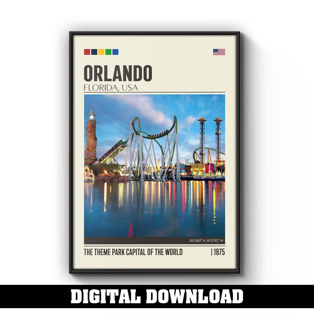 Orlando Poster Travel Print Digital File | Orlando Florida Art ...