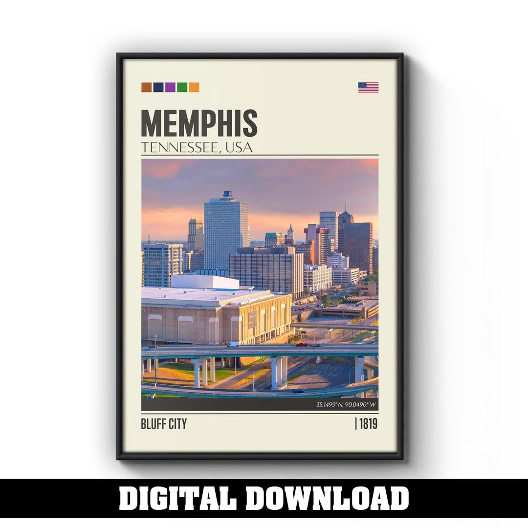 Memphis Poster Travel Print Digital File | Memphis Tennessee Art ...