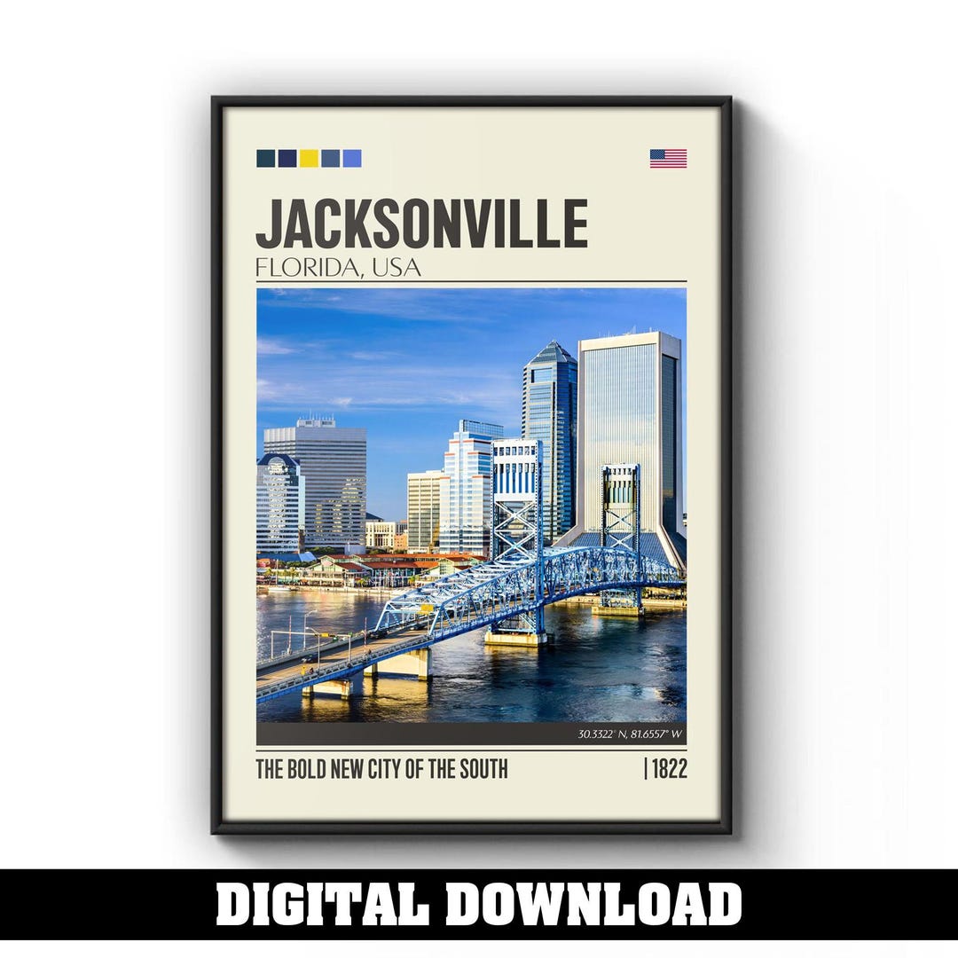 Jacksonville Poster Travel Print Digital File | Jacksonville Florida ...