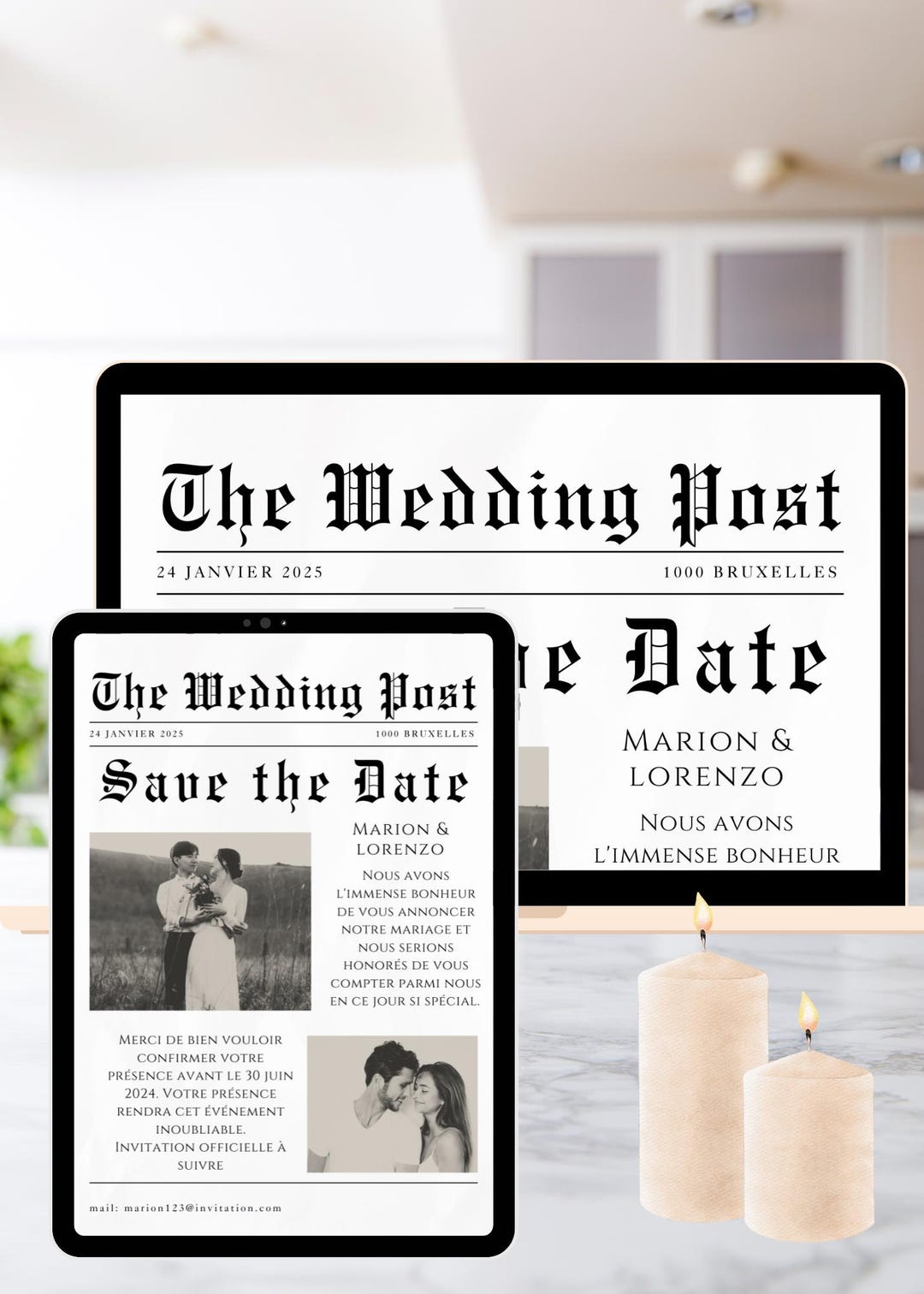 Invitation Mariage Thème Journal Vintage - Etsy