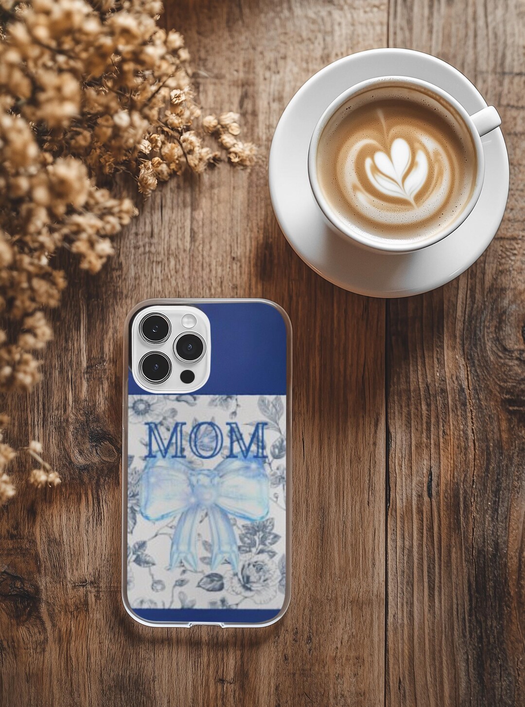 Mom Floral Chinoiserie Blue White Mom Phone Case Durable Tough Cases ...