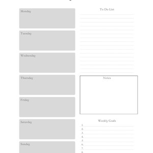 Printable Weekly Planner To-do List Goals Template - Etsy