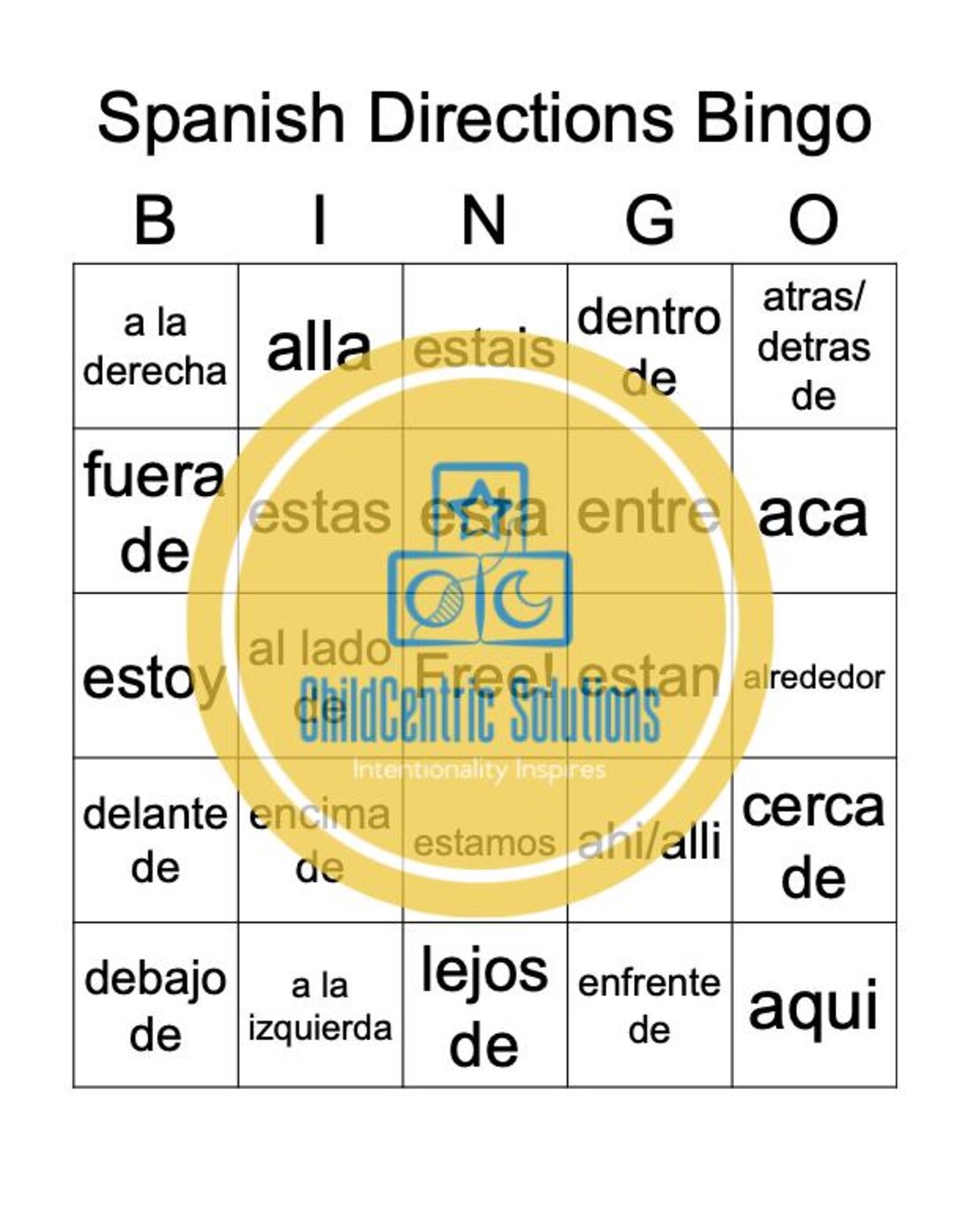 Spanish Bingo | Vocabulary Games in Spanish | Directions, Instrucciones ...