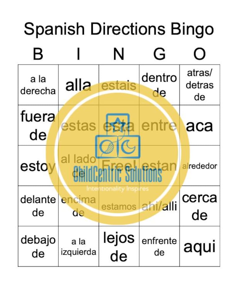Spanish Bingo Vocabulary Games in Spanish Directions, Instrucciones 8 ...