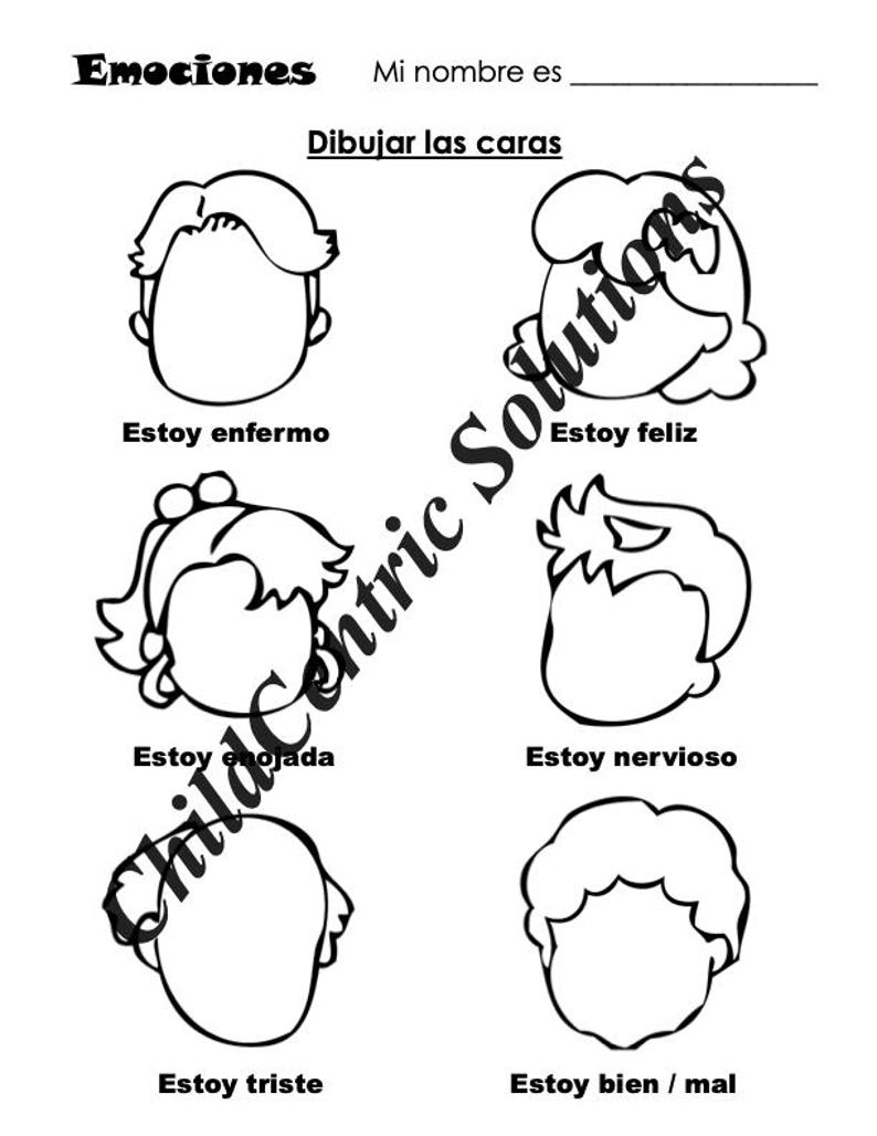 Spanish Emotions Drawing Worksheet - Preschool/early Childhood ...