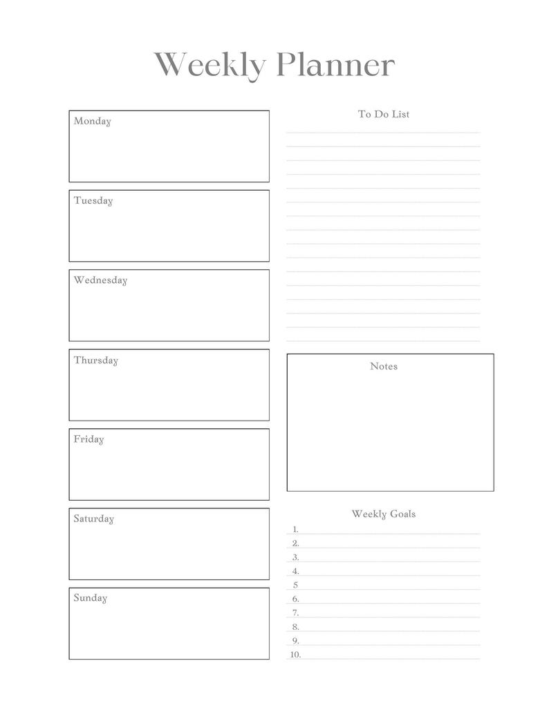 Printable Weekly Planner To-do List Goals Template - Etsy