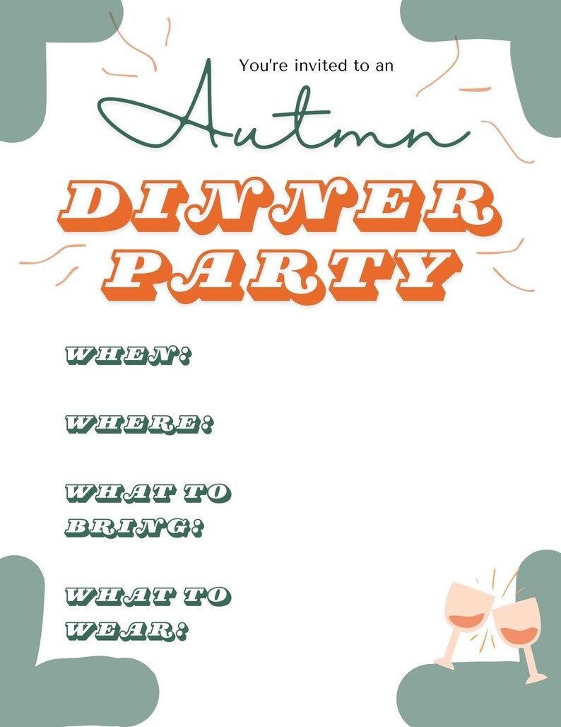 Autumn Dinner Party Invitation - Etsy