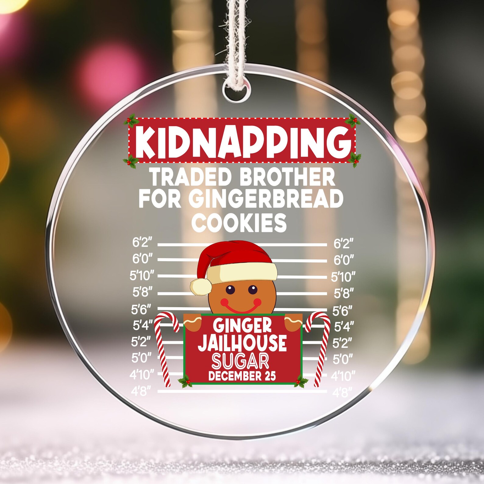 Arson Cookie List, Gingerbread Mugshot Ornament,funny Christmas ...