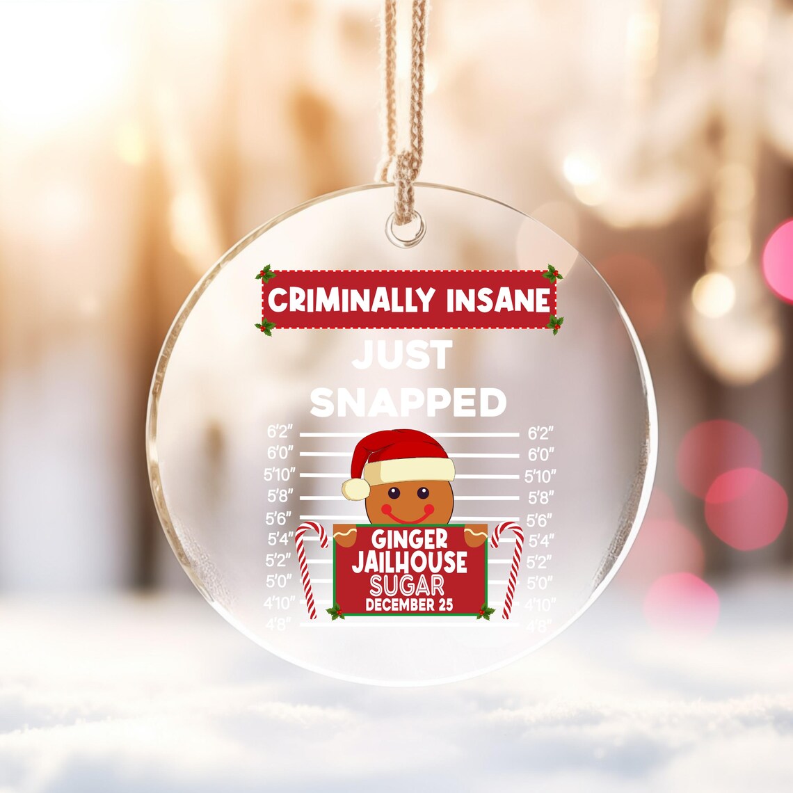 Arson Cookie List, Gingerbread Mugshot Ornament,funny Christmas ...