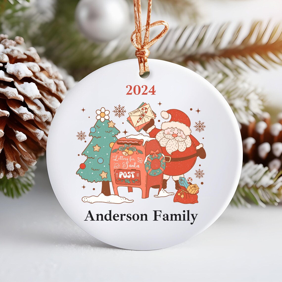 Personalized Santa Claus Ornament, Letters for Santa Ceramic Ornament ...