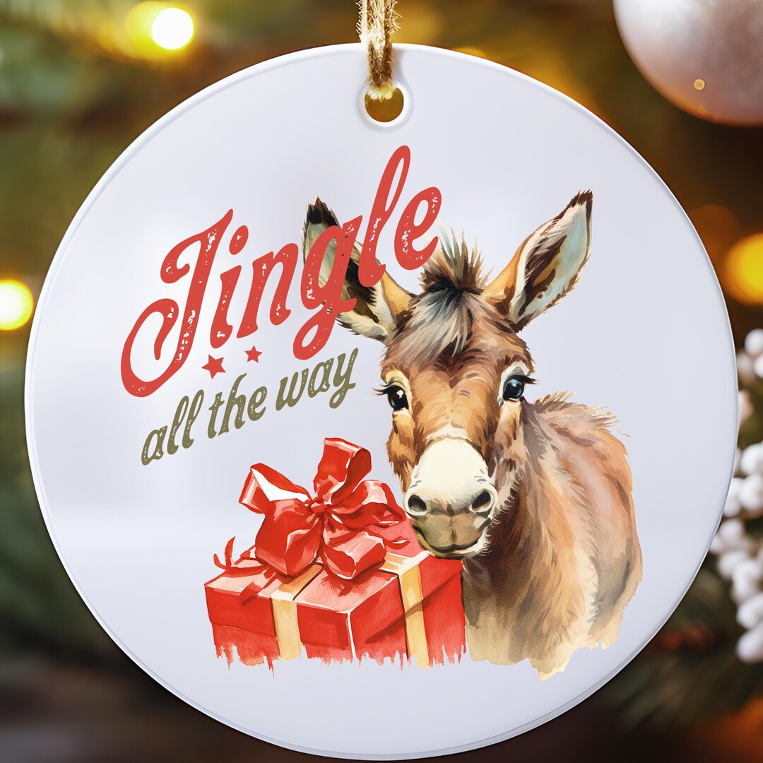 Donkey Christmas Ornament, Personalized Holiday Decor, Jingle All the ...