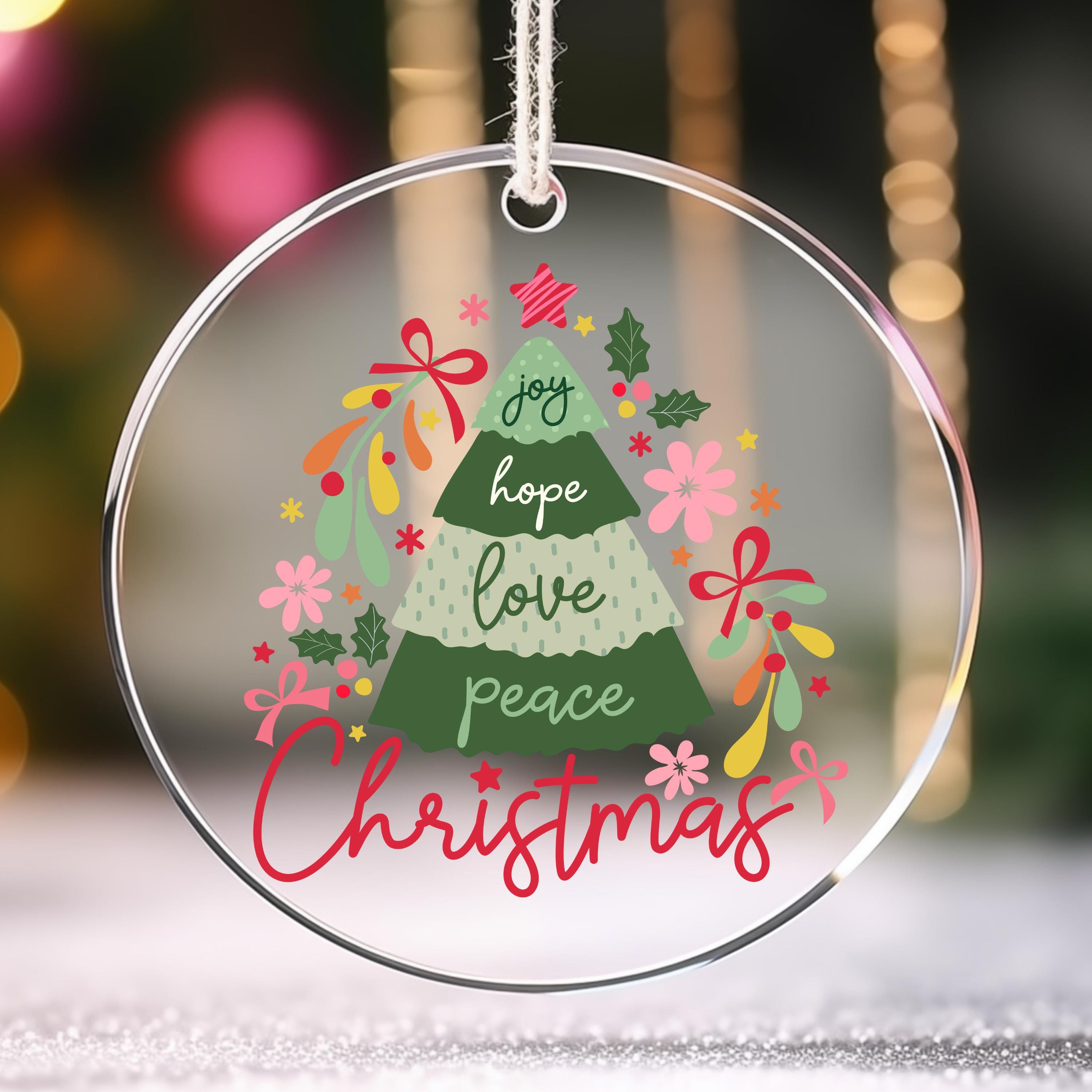 Personalized Joy Hope Love Peace Christmas Ornament, Holiday Tree ...