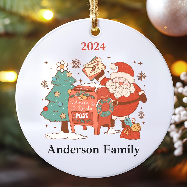 Personalized Santa Claus Ornament, Letters for Santa Ceramic Ornament ...