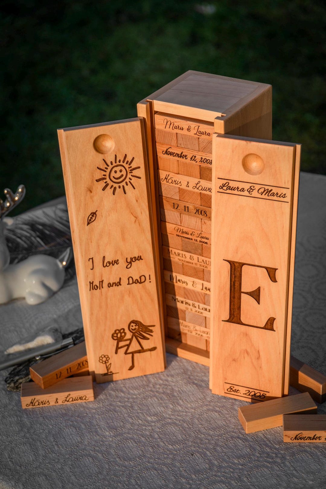 Engraved Tumbling Tower Guest Book: Personalized Wedding Anniversary ...