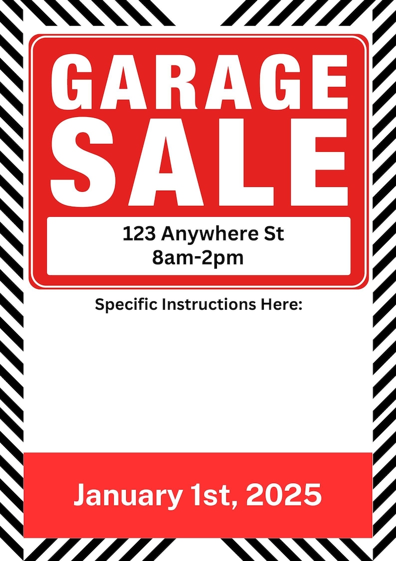 Garage Sale Sign Template - Etsy