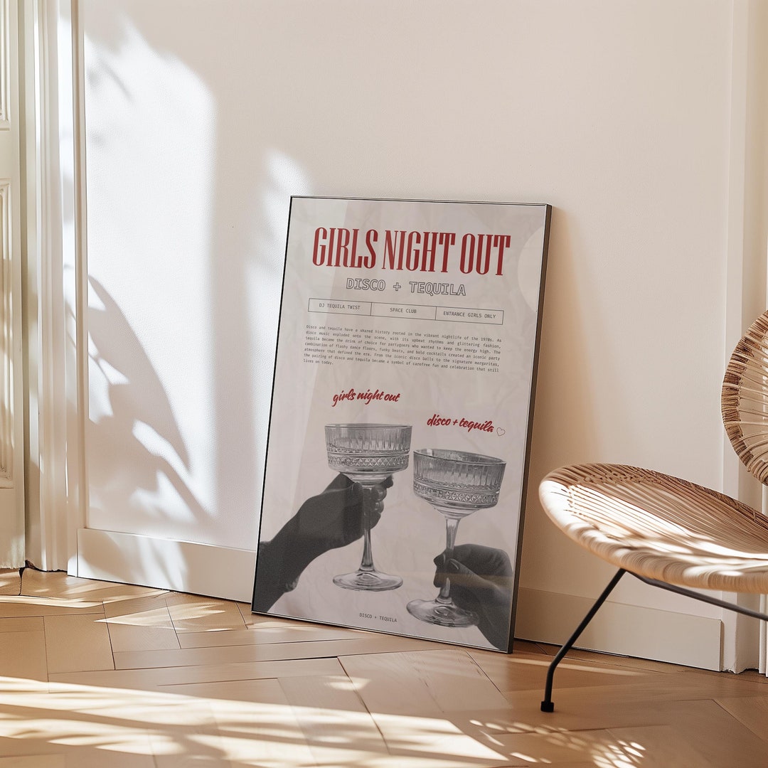 Girls Night Out, Girls Night Out Poster, Disco Wall Art, Tequila Wall ...