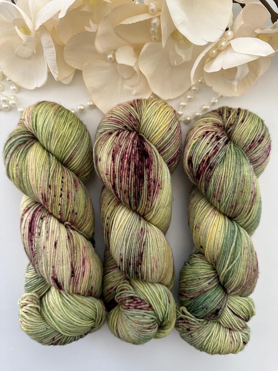 Irish Luck / Lenten Rose Green & Burgundy Hand-dyed Yarn / Indie Dyed ...