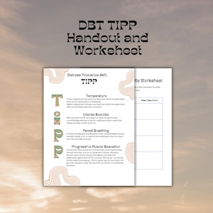 DBT TIPP Skill Handout & Fillable Worksheet for Emotional Regulation ...