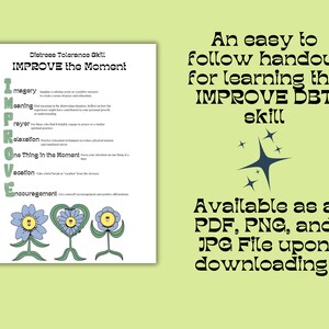 DBT Distress Tolerance Handout - IMPROVE, Manage Emotions Effectively ...