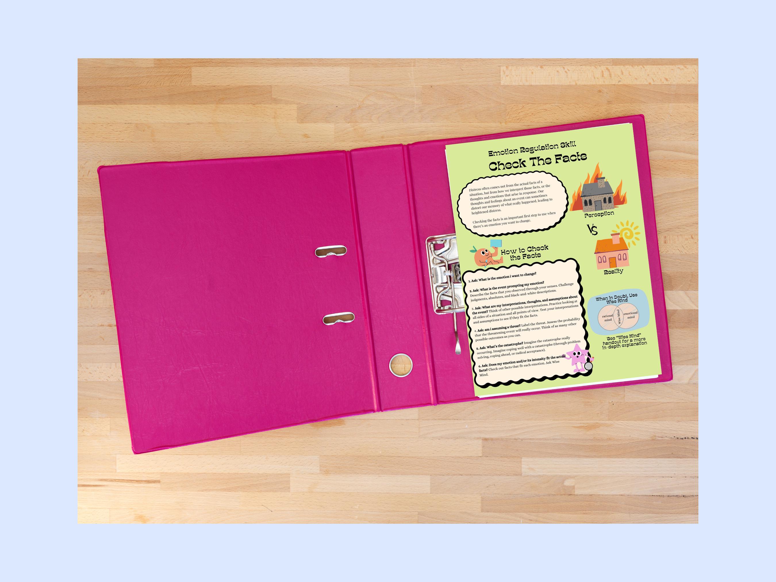 DBT Check the Facts Skill Handout | Therapy Exercises for Emotional ...