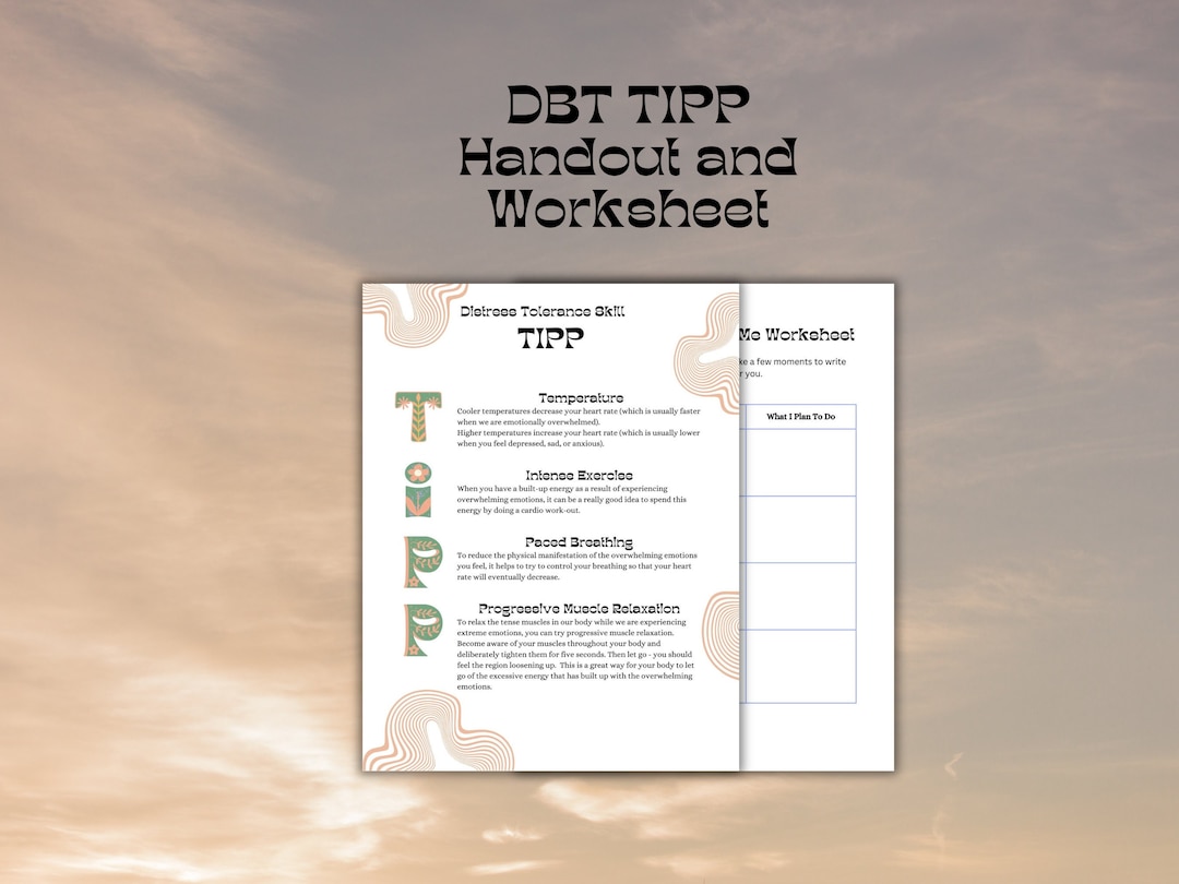 DBT TIPP Skill Handout & Fillable Worksheet for Emotional Regulation ...
