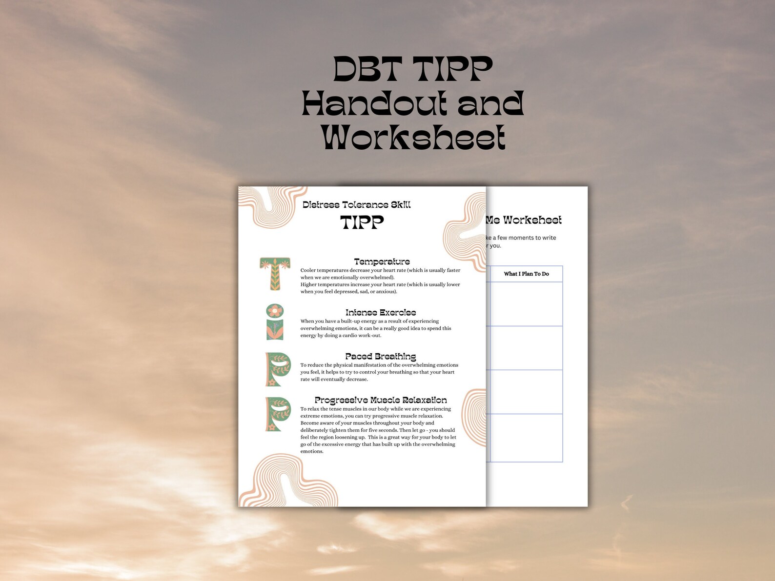 DBT TIPP Skill Handout & Fillable Worksheet for Emotional Regulation ...