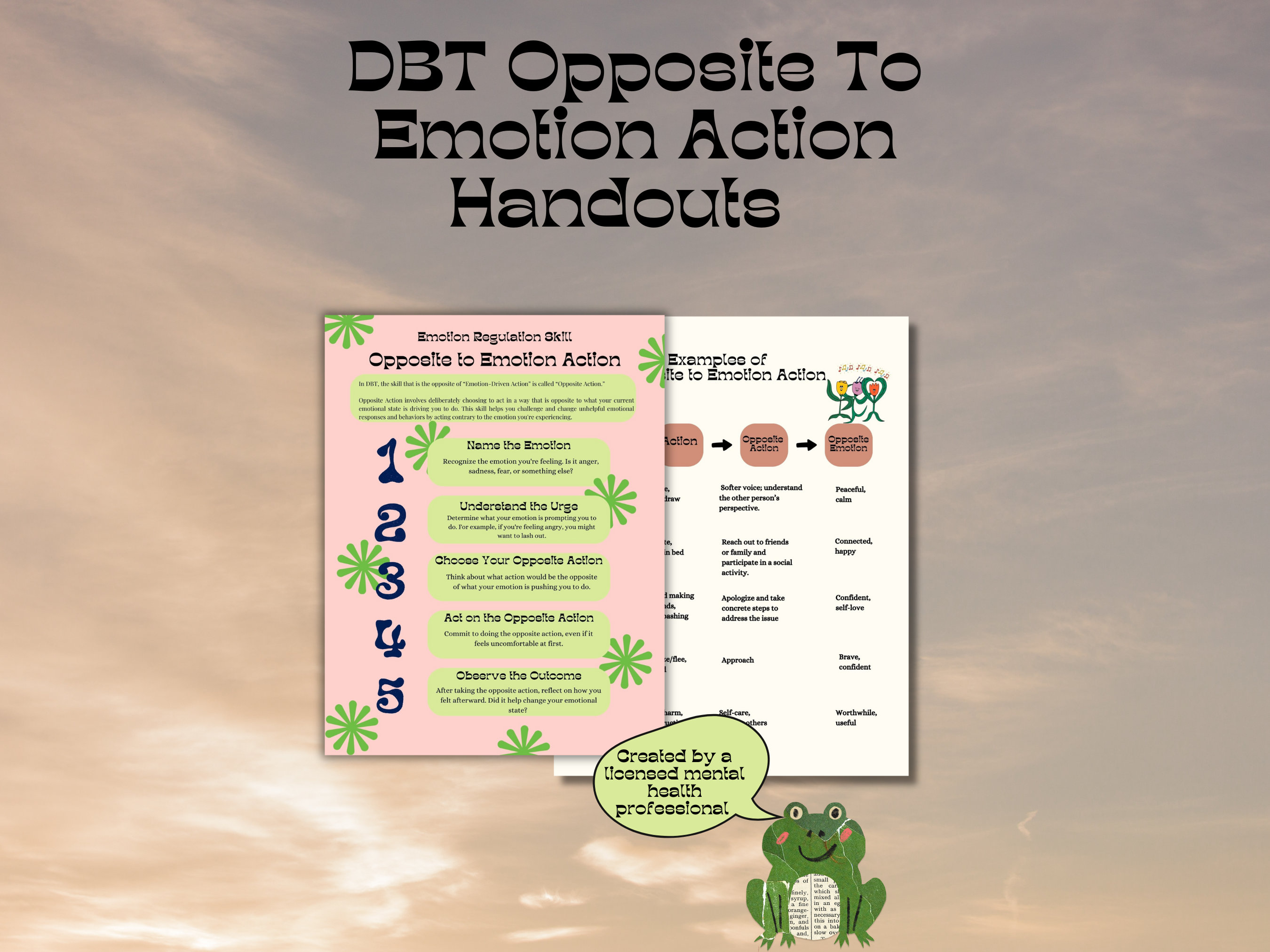 DBT Opposite to Emotion Action Handout | Emotion Regulation Toolkit ...