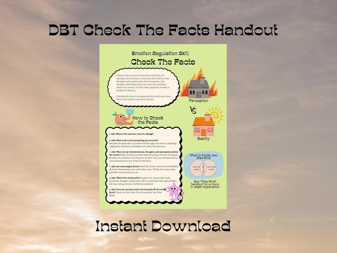 DBT Check the Facts Skill Handout | Therapy Exercises for Emotional ...