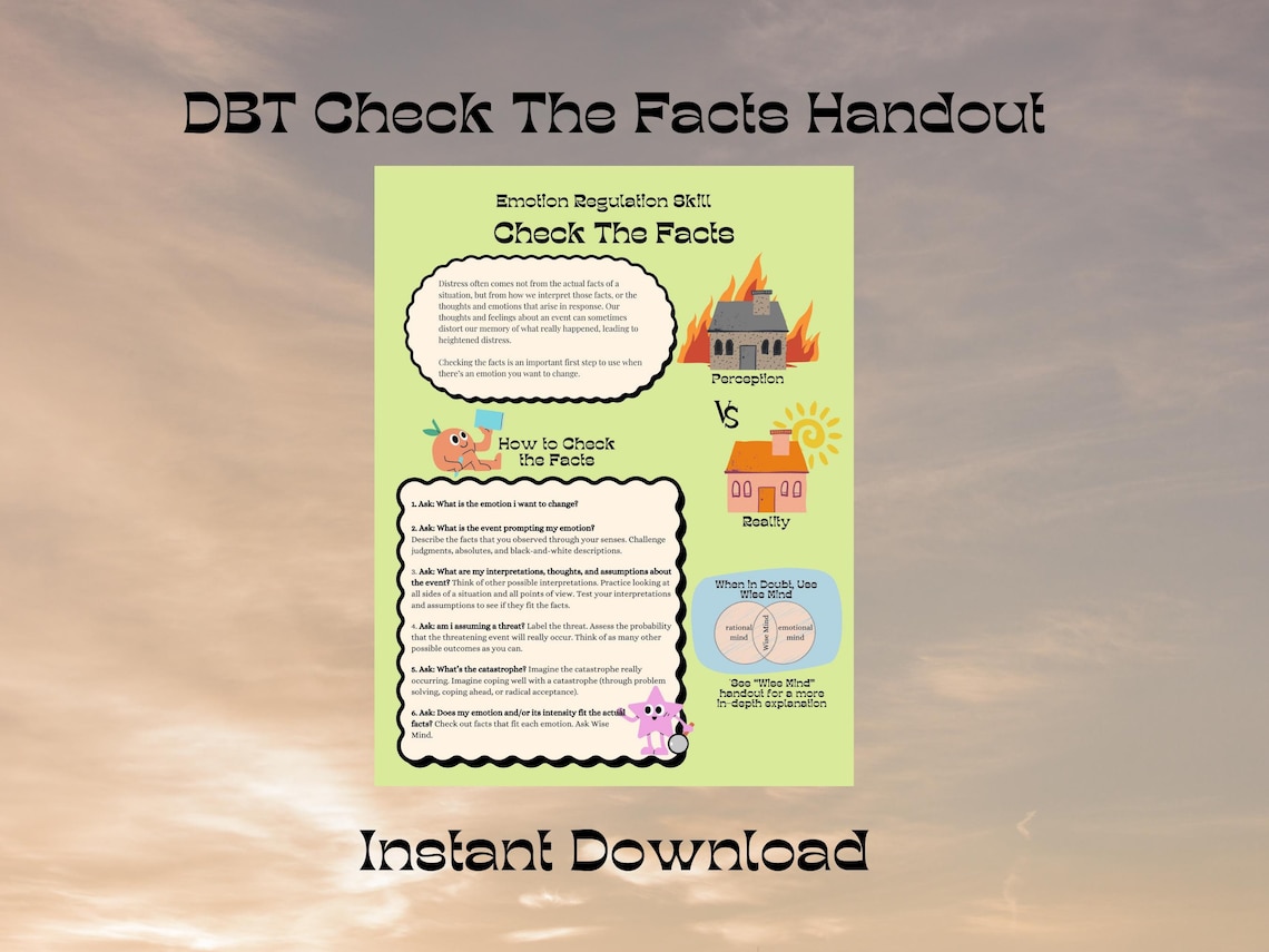 DBT Check the Facts Skill Handout | Therapy Exercises for Emotional ...