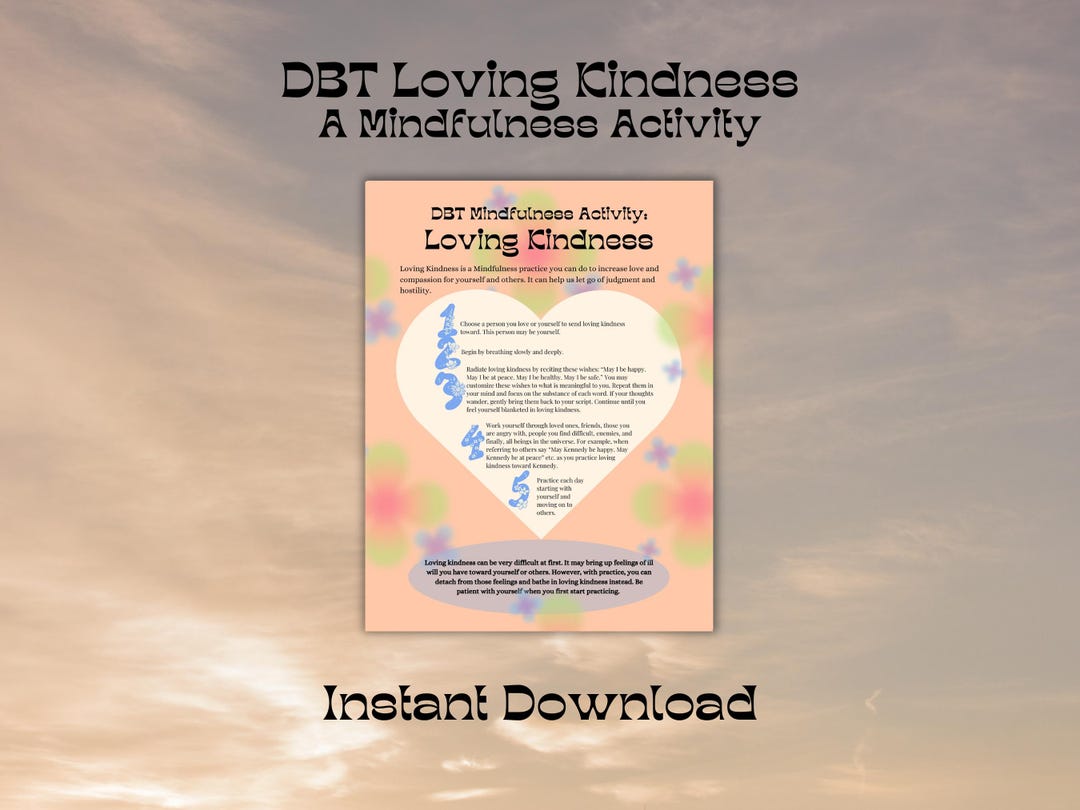 DBT Loving Kindness Mindfulness Handout | Printable Worksheet for ...