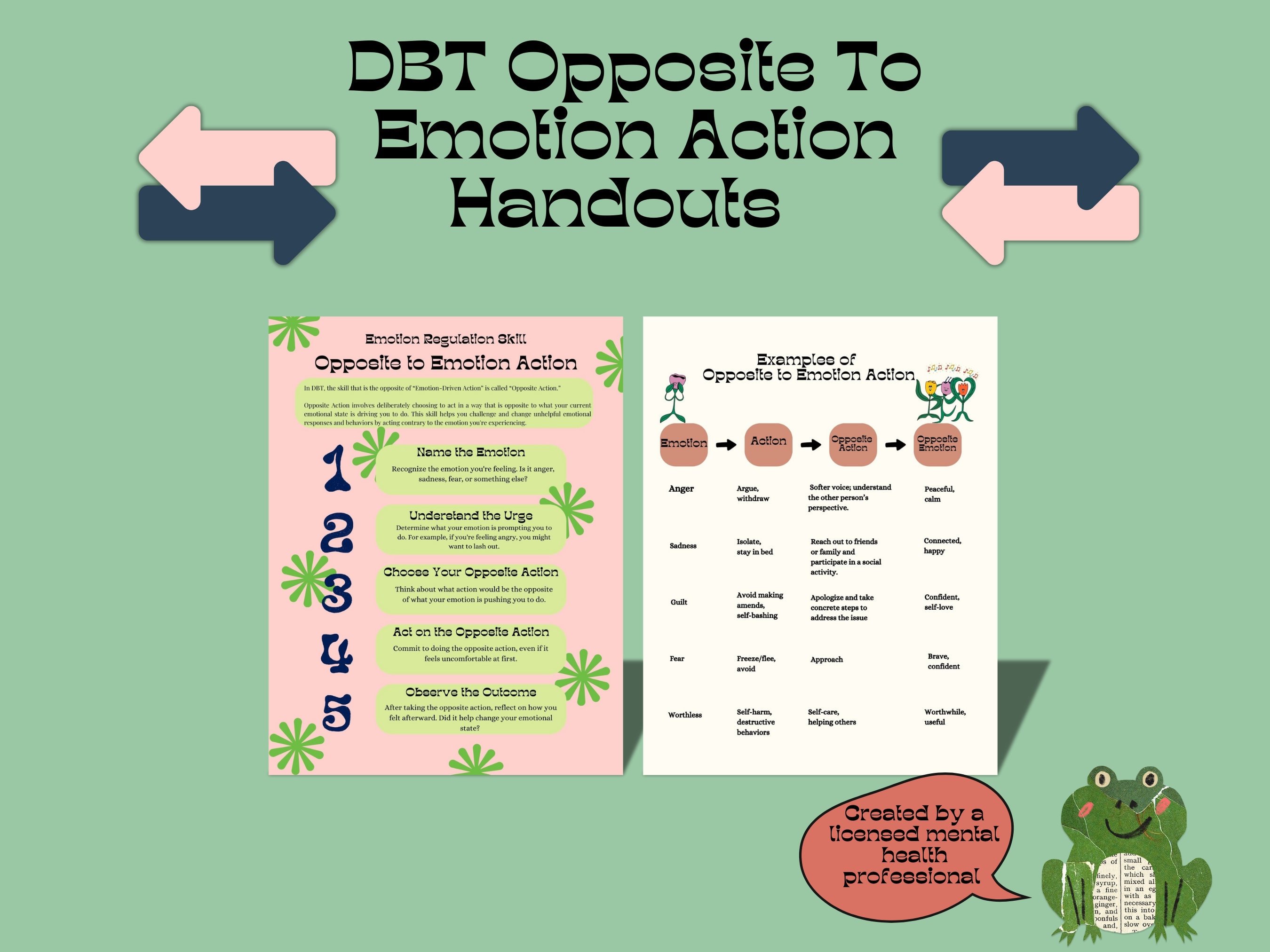 DBT Opposite to Emotion Action Handout | Emotion Regulation Toolkit ...