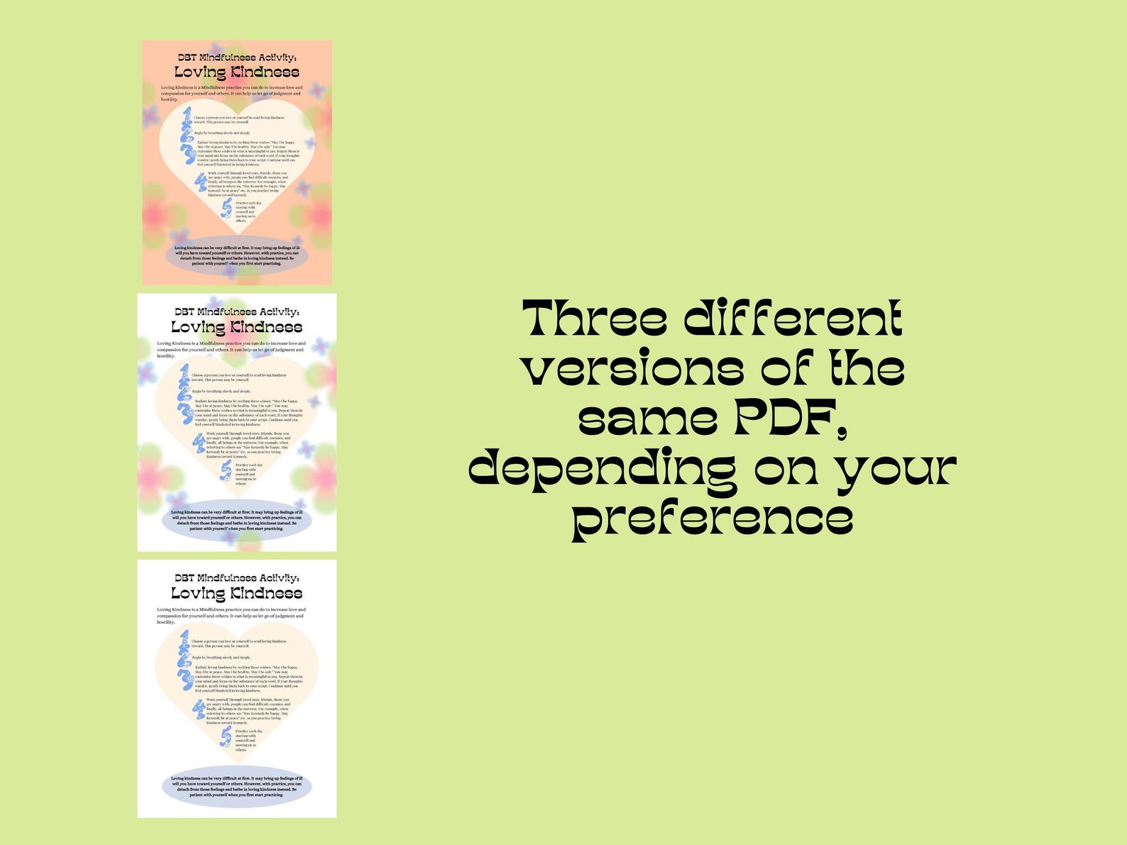 DBT Loving Kindness Mindfulness Handout | Printable Worksheet for ...