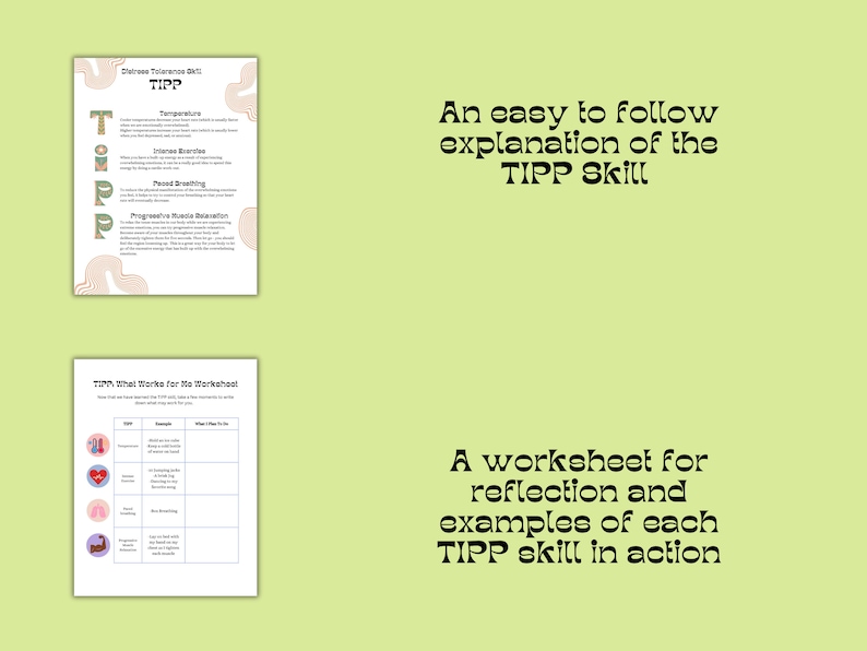 DBT TIPP Skill Handout & Fillable Worksheet for Emotional Regulation ...