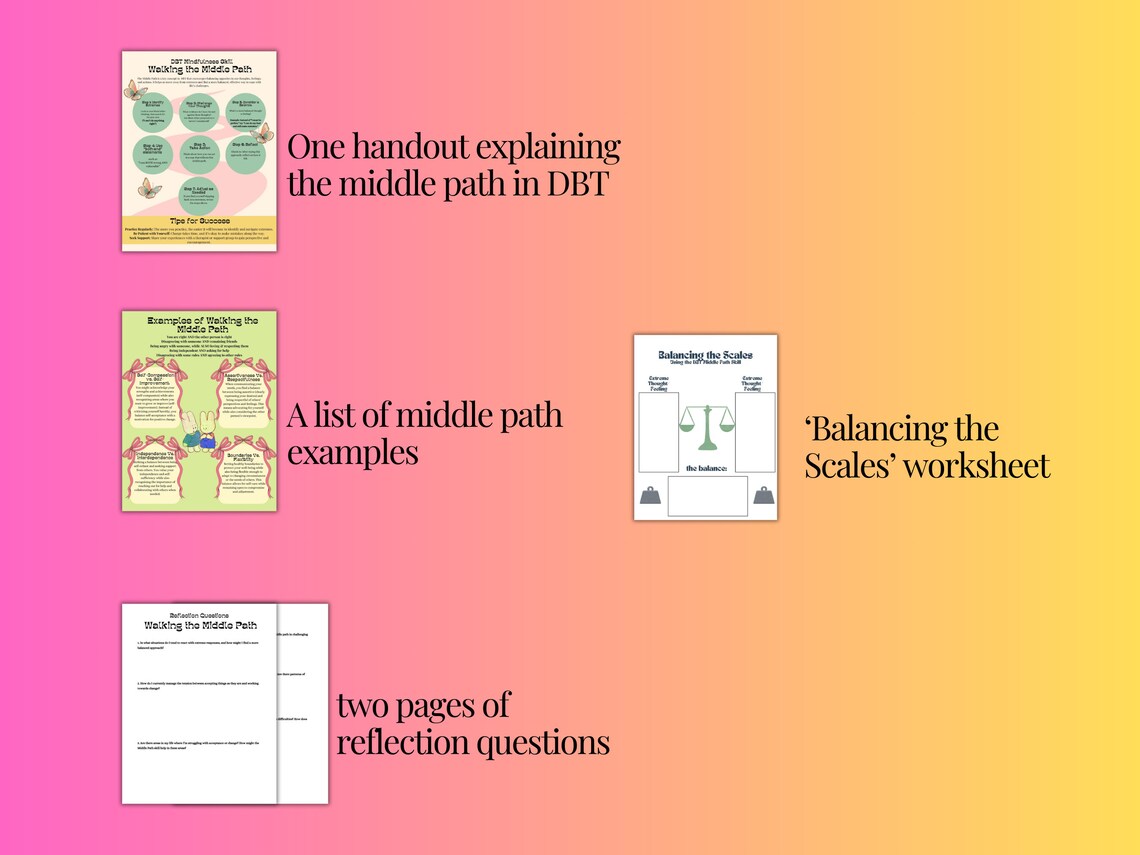 DBT Skills for Teens and Adults Middle Path Handout for Emotion ...