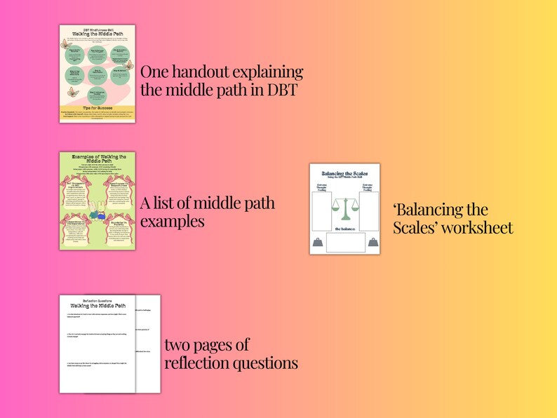 DBT Skills for Teens and Adults Middle Path Handout for Emotion ...