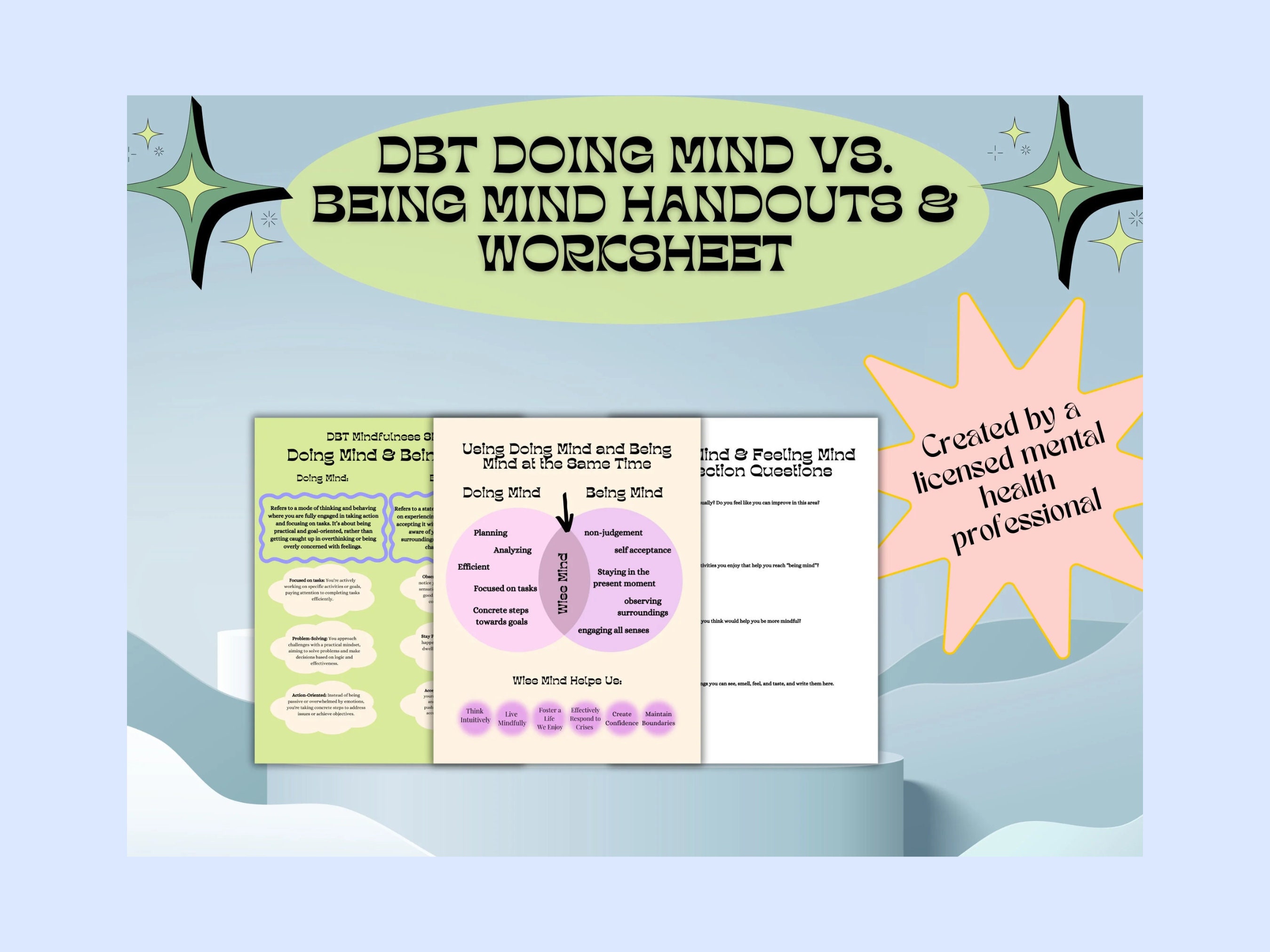 DBT Wise Mind Handout for Teens and Adults, Being Mind & Doing Mind ...