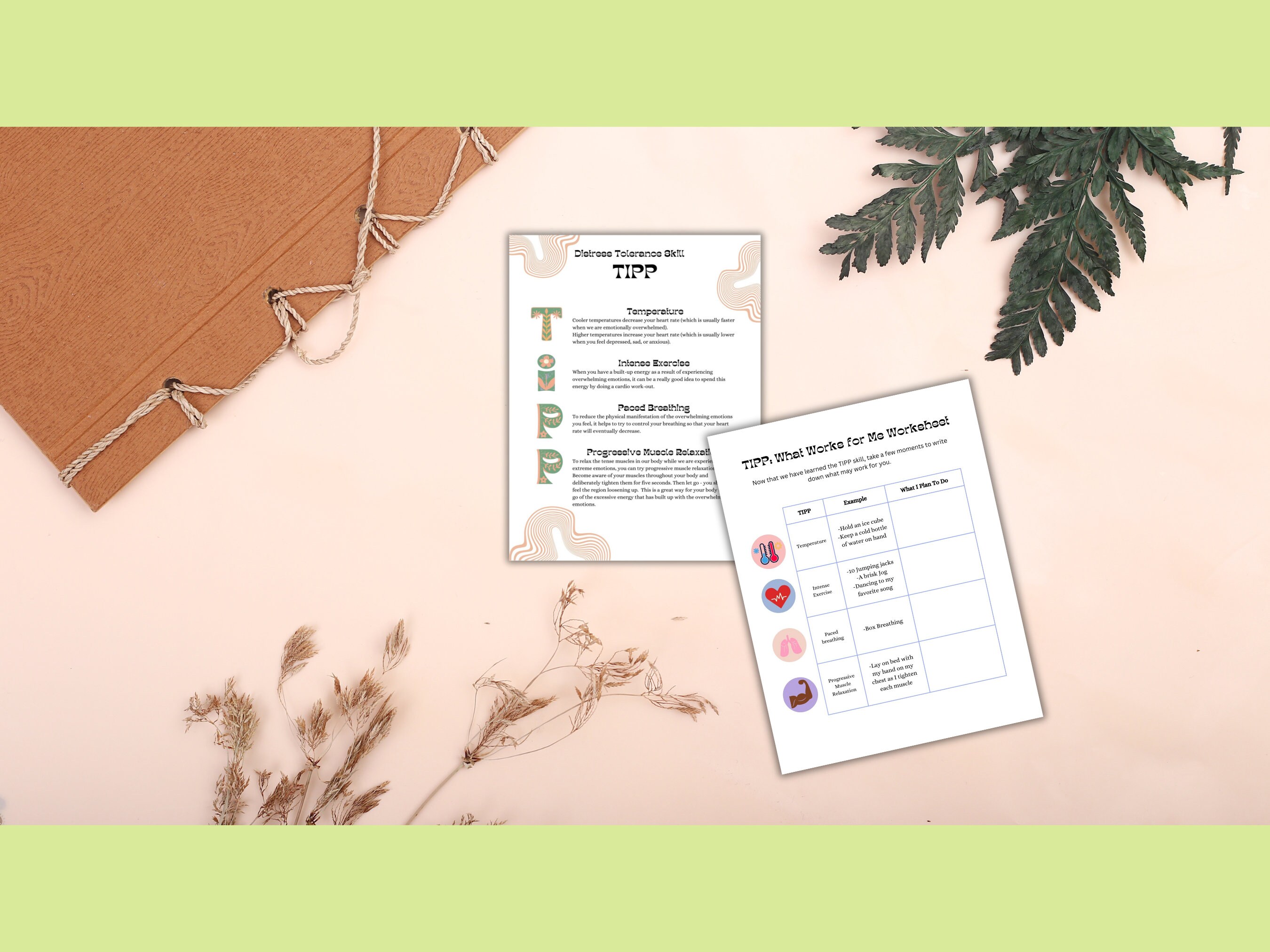 DBT TIPP Skill Handout & Fillable Worksheet for Emotional Regulation ...