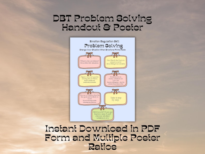DBT Problem Solving Handout & Poster | Mental Health Tool for ...