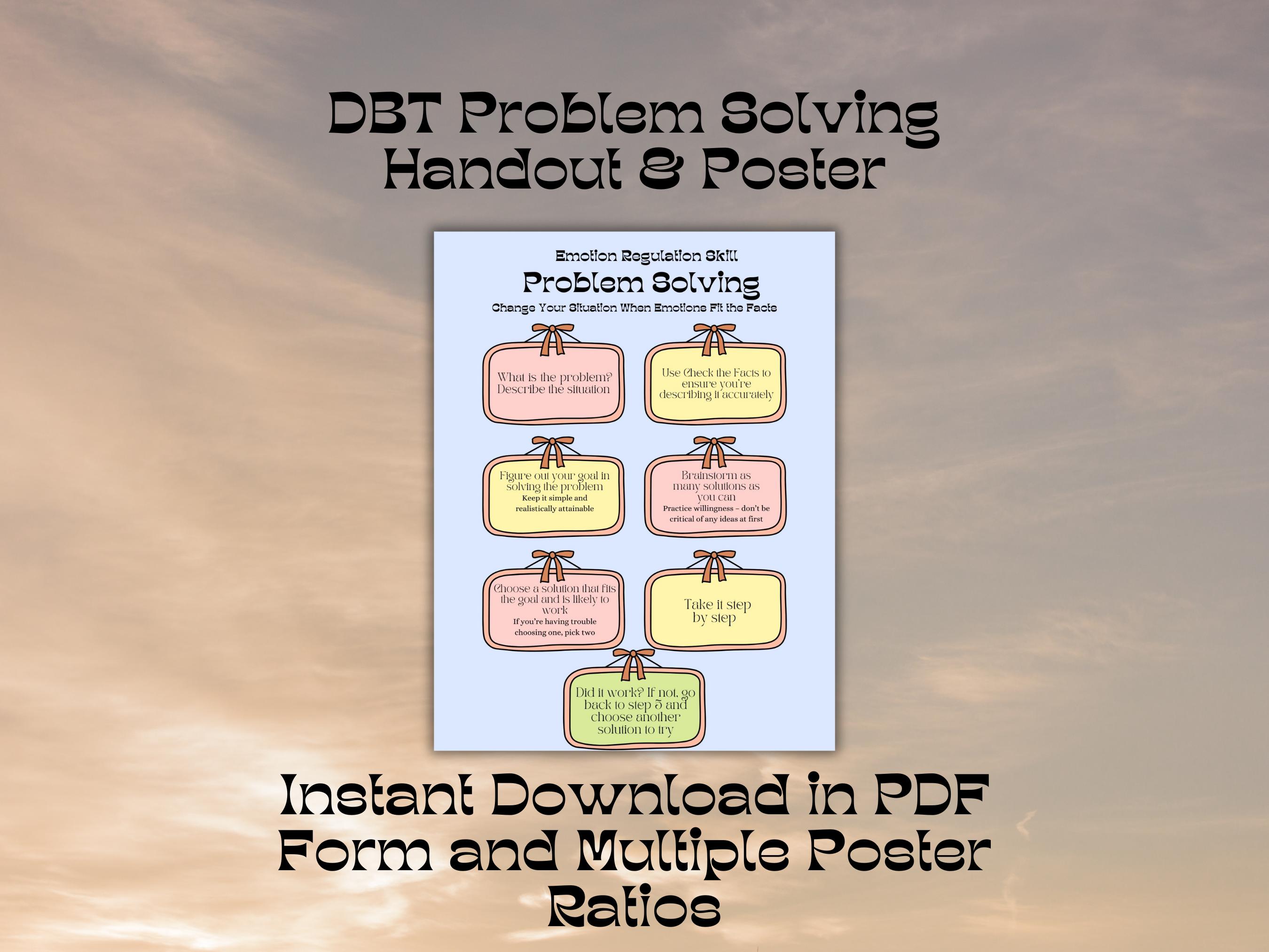 DBT Problem Solving Handout & Poster | Mental Health Tool for ...