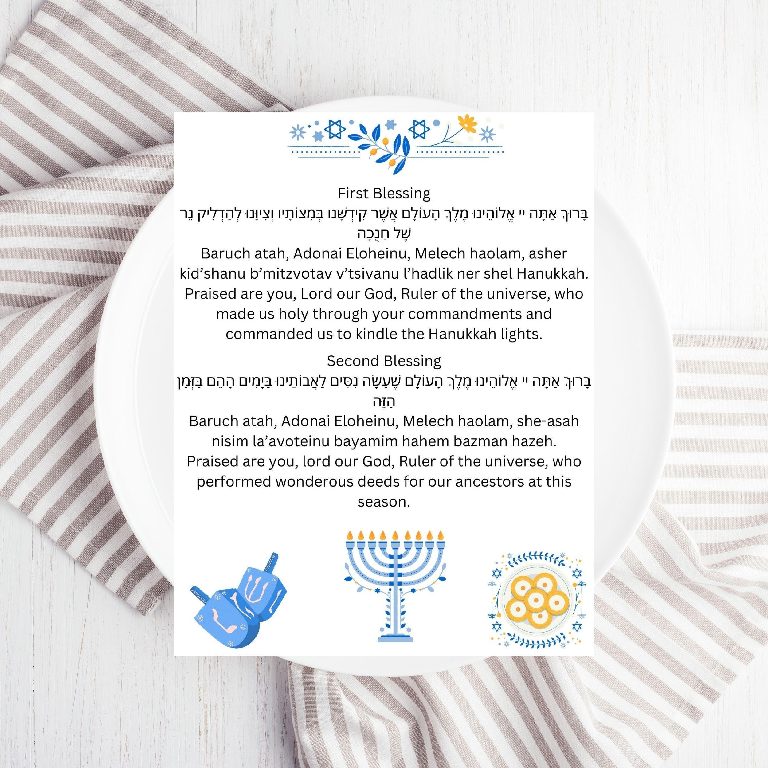 Hanukkah Blessings - Digital Downloads - Jewish Wall Art - Holiday ...