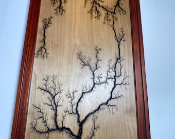 Lichtenberg Fractal Wood Burning Wall Art Framed - Etsy