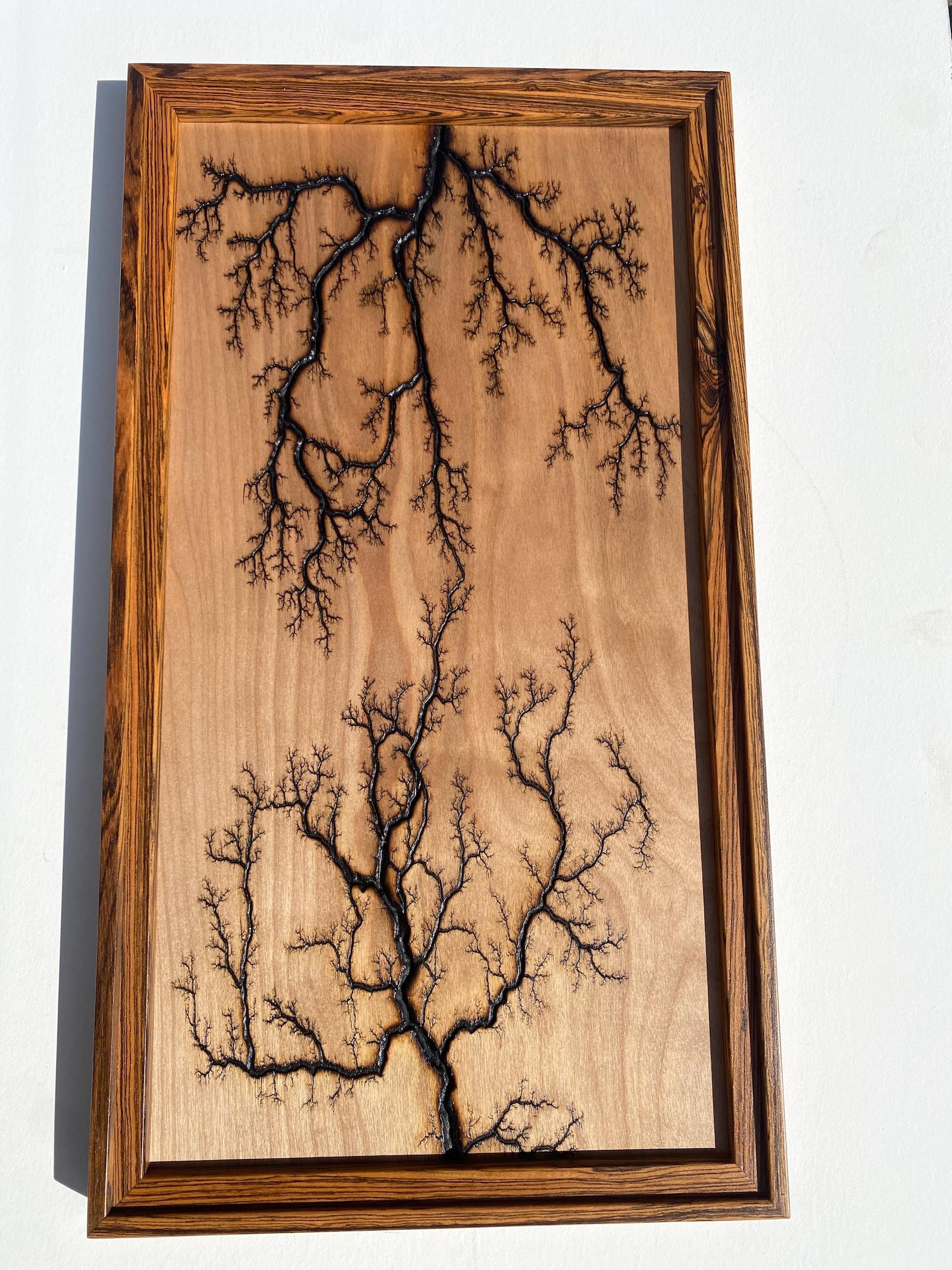 Lichtenberg Fractal Wood Burning Wall Art Framed - Etsy