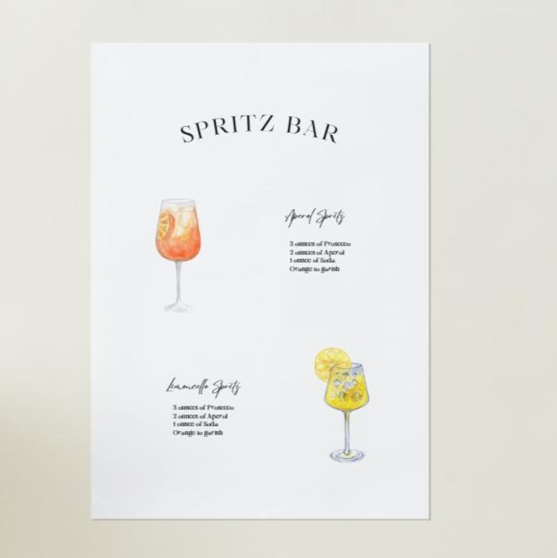 Spritz Bar, Signature Drink Aperol Spritz Recipe Card, Signature ...