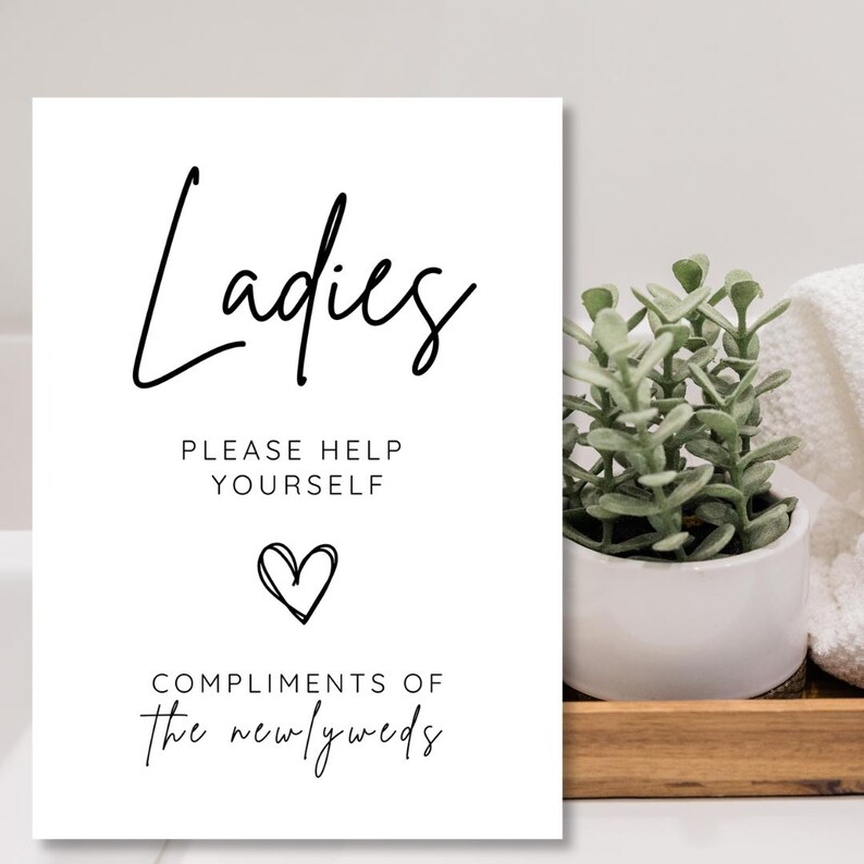 Wedding Bathroom Sign Template | Bathroom Basket Sign for Wedding ...